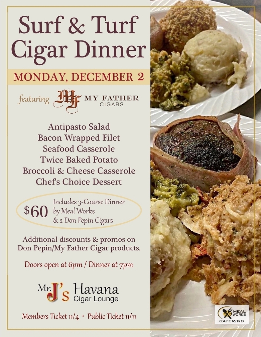 Surf & Turf Cigar Dinner – Mr Js Havana Cigar Lounge